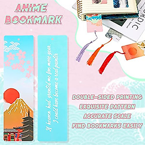48 Pieces Tassel Bookmarks Anime Bookmark with Tassels Inspirational Japanese Paper Bookmark Japan Art Impressions Bookmarker Cards Nature Manga Bookmarks for Artists Men Women Book Lover Teen