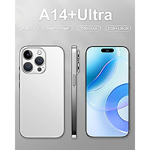 WV LeisureMaster A14 Pro 5G Unlocked Smartphone 108MP Camera 7300mAh 6.82" FHD+ Display 120HzD Cell Phone Unlocked 4GB+128GB/256GB Expandable Dual SIM Smart Phone,GPS Fingerprint/Face ID (White)