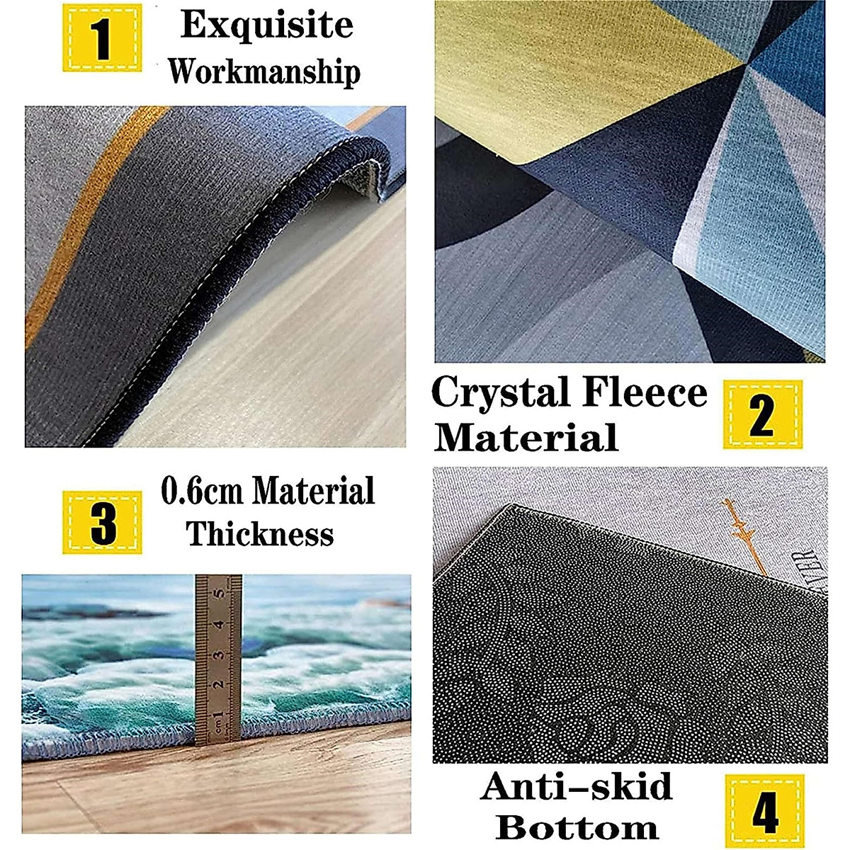 YJDRUG Lodge Cabin Black Bear Rugs for Living Room,5x7ft,Woodland Bear Moose Pine Print Area Rug, Machine Washable Area Rug, Non-Slip Indoor Door Entrance Mat