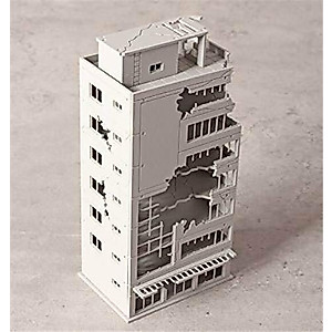 EatingBiting N Scale 1/144 1:144 Ruined Damaged Building After War Assembling Model Outland Realism Scene for DIY Sand Table Garden Micro Landscape Ornaments Decor Supply DIY Player Spray Painting