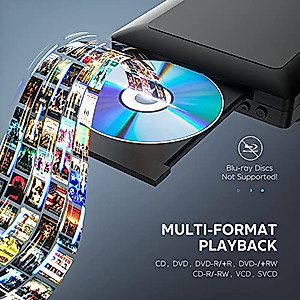 Ceihoit Mini HD DVD Player, CD Players for Home, DVD Players for TV, HDMI and RCA Cable Included, Up-Convert to HD 1080p, All Region, Breakpoint Memory, Built-in PAL/NTSC, USB 2.0