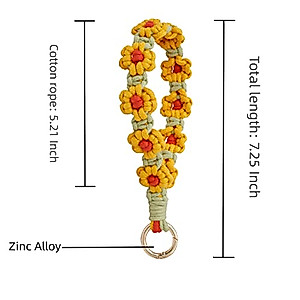 Poagoep Boho Keychain Handmade Keychain Wristlet Key Chain Wrist Lanyard for Keys Cute daisy keychain for Women(5)