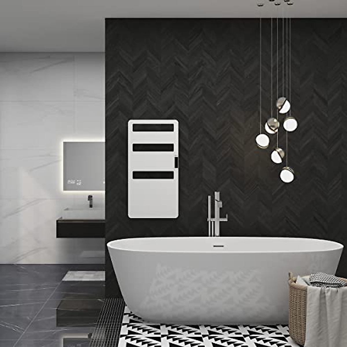 EVOKOR Towel Warmers for Bathroom, Towel Warmer Rack with Timer, Heated Towel Rack Wall Mounted, Towel Heater, Towel Dryer, Electric Bath Towel Drying Rack, Hardwired or Plug-in Models- 90x46 cm