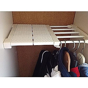 Adjustable Closet Organizer Storage Shelf Wall Mounted Kitchen Rack Space Saving Wardrobe Decorative Shelves Cabinet Holders (White, Length: 11.81 - 15.74 inch (30-40cm), Width: 9.44inch (24cm))
