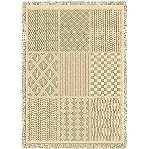 Pure Country Weavers Irish Fisherman Natural Blanket - Gift Tapestry Throw Woven from Cotton - Made in The USA (69x48)