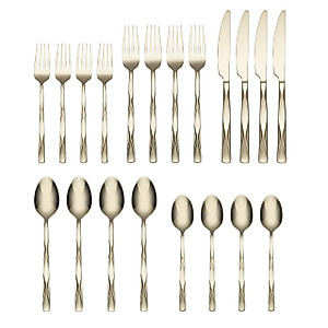 Cambridge Ayden Champagne Mirror Piece Flatware Set, 20 Count, Metallic