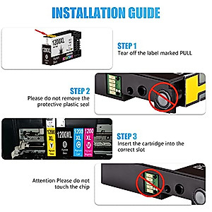 Miss Deer 1200XL Pigment Ink Cartridges Compatible for Canon PGI-1200XL PGI 1200 XL,Work with Canon Maxify MB2720 MB2050 MB2350 MB2320 MB2020 MB2120 (2BK,C,M,Y) 5 Pack