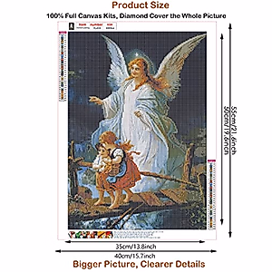 JesMolla 5D DIY Diamond Art Painting Kits for Adults, Large Size Full Drill Diamond Arts Rhinestone Pasted, DIY Painting Diamonod Dot Arts Crafts for Home Wall Decor Gift, 15.8”x21.6” (Angel Bless)