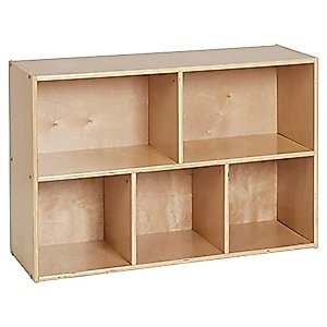 ECR4Kids Streamline 5-Compartment Storage Cabinet, 24in, Classroom Furniture, Natural