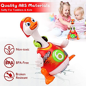 LAGSEAN Baby Toys 18 Months Hip-Hop Goose Early Education Kids Toys for 2 3+ Year Old Boys Girls Music/Walking/Flashing Lights/Dancing Toddlers Christmas Birthday Gifts (Random Color)