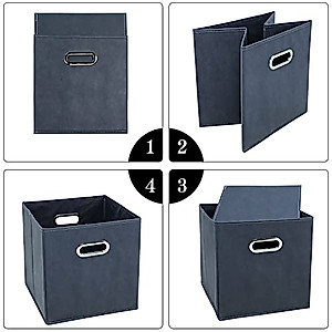 STOREONE Fabric Storage Bins Cubes Baskets Organizers-(11X11X11) with Dual Handles for Shelf Closet, Bedroom Drawers Containers , Foldable Set of 2 (Grey)