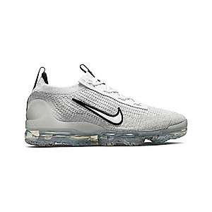 Nike Men's Air Vapormax 2021 Flyknit Sneaker, White/White/Black/Metallic Silver, 9