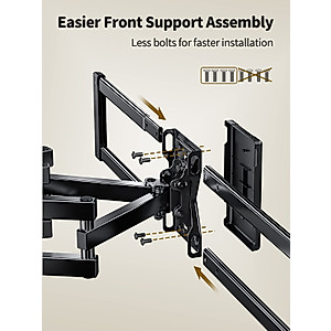 AM alphamount Full Motion TV Wall Mount for Most 37-75 Inch TVs up to 100 lbs, Swivel TV Mount with Dual Articulating Arms, Wall Mount TV Bracket Max VESA 600x400mm, Fits 16″ Wood Studs, APLF6