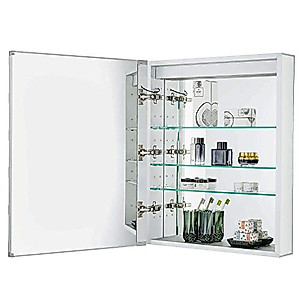 Fine Fixtures Bathroom Medicine Cabinet, Aluminum, Recessed/Surface Mount, Mirrored w/LED (24")