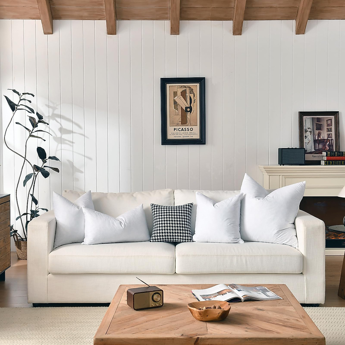 basic home 26x26 Euro Throw Pillow Inserts-Down Feather Pillow Inserts-Cotton Fabric-Set of 2-White