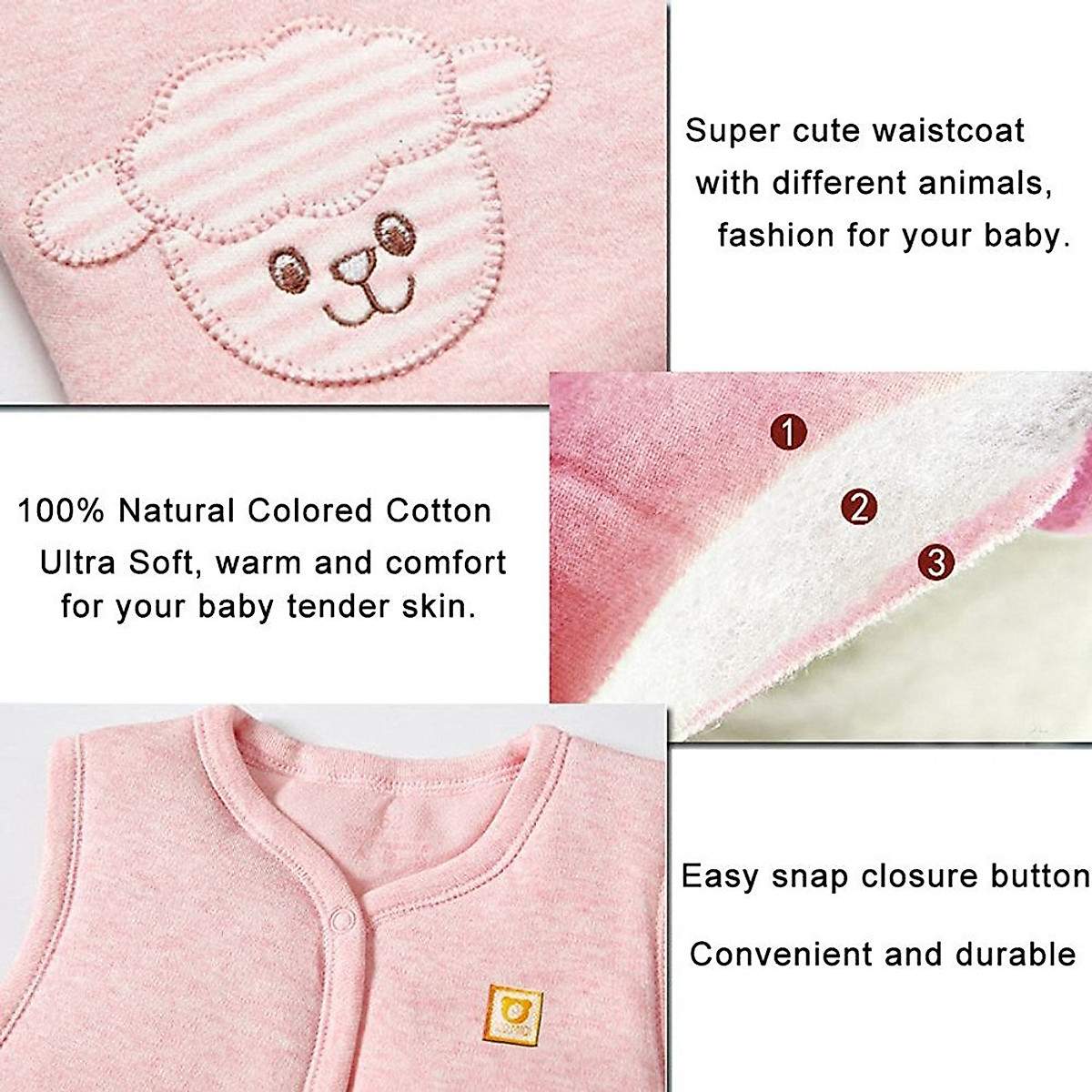 Monvecle Baby Warm Vests Unisex Infant to Toddler Padded Waistcoat (2T-3T, Pink)
