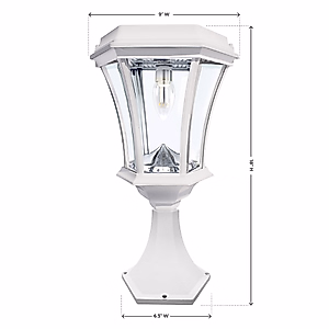 Gama Sonic Solar Outdoor Post Light, Victorian Bulb, White Aluminum, 1-Light with 3 Mounting Options, 3-inch Fitter for Lamp Posts, Flat Mount for Column Lights and Wall Sconce Mount (94B233)
