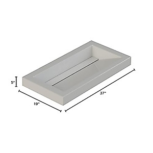 Liftbridge Kitchen & Bath 37 in. W x 19 in. D x 5 in. H Genova White Cultured Marble Top Sink with optional faucet drill-out guides