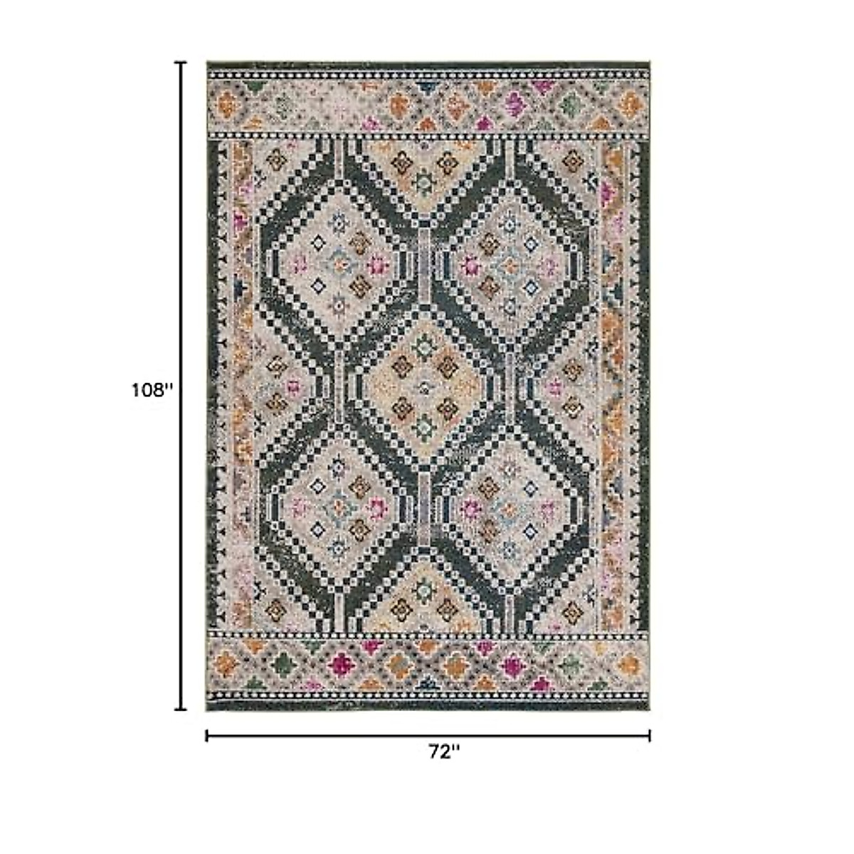 SAFAVIEH Madison Collection 6' x 9' Dark GreenBeige MAD481Y Boho Non-Shedding Living Room Dining Bedroom Area Rug