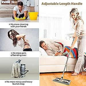 VAIIGO Professional Microfiber Hardwood Floor Mop, Flat Mops with 5 Pieces Reusable Washable Pads for Home and Office Wet or Dry Floor Cleaning (Sky Blue)