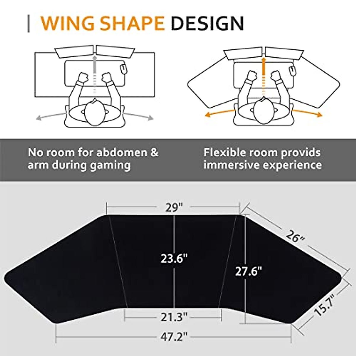 Utureal 71" Electirc Standing Desk, Wing Shaped Dual Motor Adjustable Height Desk, Motorized L Shape Stand Up Gaming Desk, Large Sit Stand Computer Desk for Home Office, Black Table Top and Frame
