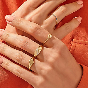 Me&Hz 18k Gold Plated Cubic Zirconia Dome Rings Chunky Statement Rings for Women Stackable Slim Domed Simple CZ Wedding Band Ring Dainty Aesthetic Gold Rings Size 9