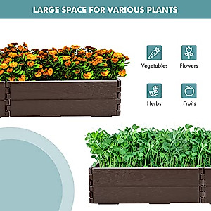 Giantex Planter Raised Bed, Hexagon Garden Bed for Vegetable Flower Succulents Fruits, 8 Inch Deep, Weather Resistant Outdoor Rectangular Gardening Bed Lawn Yard, Easy Assembly, Brown