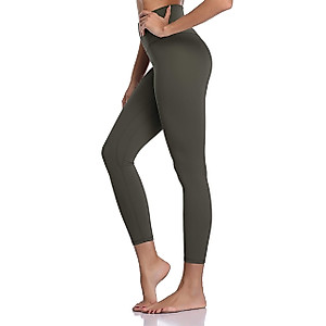 Colorfulkoala Women's Buttery Soft High Waisted Yoga Pants 7/8 Length Leggings (XL, Olive Green)