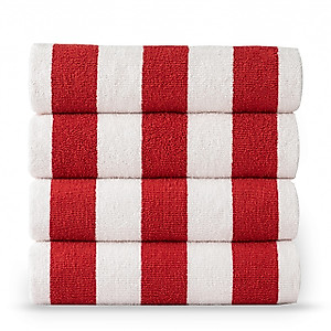 LANE LINEN 4 Pack Beach Towels - 100% Cotton Beach Towel with Beach Bag, Luxury Pool Towels for Adults, Quick Dry, Soft & Absorbent Oversized Beach Towel (36"x72"), Beach Essentials for Women - Red