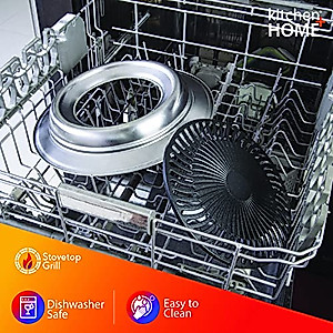 Kitchen + Home Stove Top Smokeless Grill Indoor BBQ, Stainless Steel with Double Coated Non Stick Surface