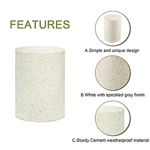 LuxenHome Outdoor Side Table, 18 Inch Cement End Tables for Patio, Garden Small Accent Decorative Stool, Tree Stump Stool Plant Stand Drum Table Indoor and