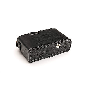 Contax T3 Case, BolinUS Handmade Genuine Real Leather Half Camera Case Bag Cover for Contax T3 Camera with Hand Strap (Black)