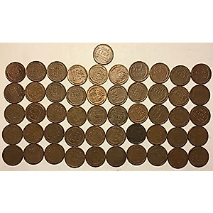 1953 D Lincoln Wheat Cent Penny Roll (50) Coins Penny Seller Very Fine