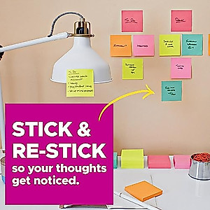 Post-it Super Sticky Lined Notes, 4 Sticky Note Pads, 4 x 6 in., School Supplies, Office Products, Sticky Notes for Vertical Surfaces, Monitors, Walls and Windows, Energy Boost Collection