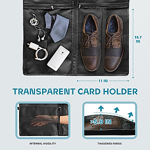 Lazebox 43" Travel Garment Bag with Accessories Zipper Pocket, Heavy Duty Suit Bag for Suits, Tuxedos, Dresses, Coats, Black, 1 pack