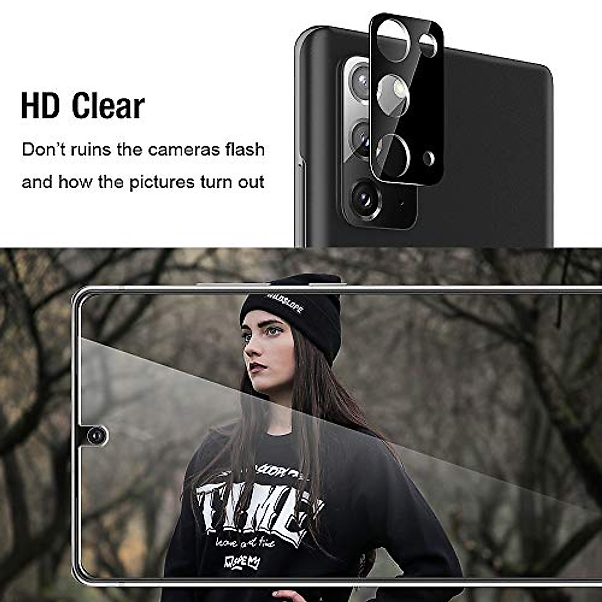 TOCOL 4 Pack fit for Samsung Galaxy Note 20 5G (Not for Ultra)- 2 Pack Tempered Glass Screen Protector and 2 Pack Tempered Glass Camera Lens Protector Bubble Free Case Friendly 9H Hardness