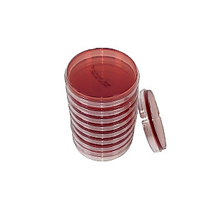 MacConkey Agar (MAC), (10-Pack), Pre-Poured, 15x100mm Petri Plates. Industry Use: Food Safety. for Dectection of E. Coli, Shigella, Salmonella.