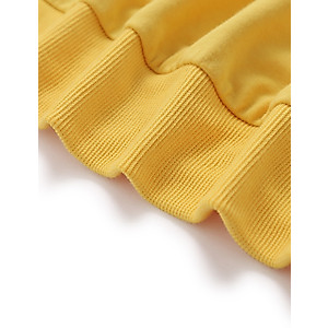 SweatyRocks Sweatshirt Women Pink Alien Patch Drop Shoulder Long Sleeve Shirt (Medium, Gold)