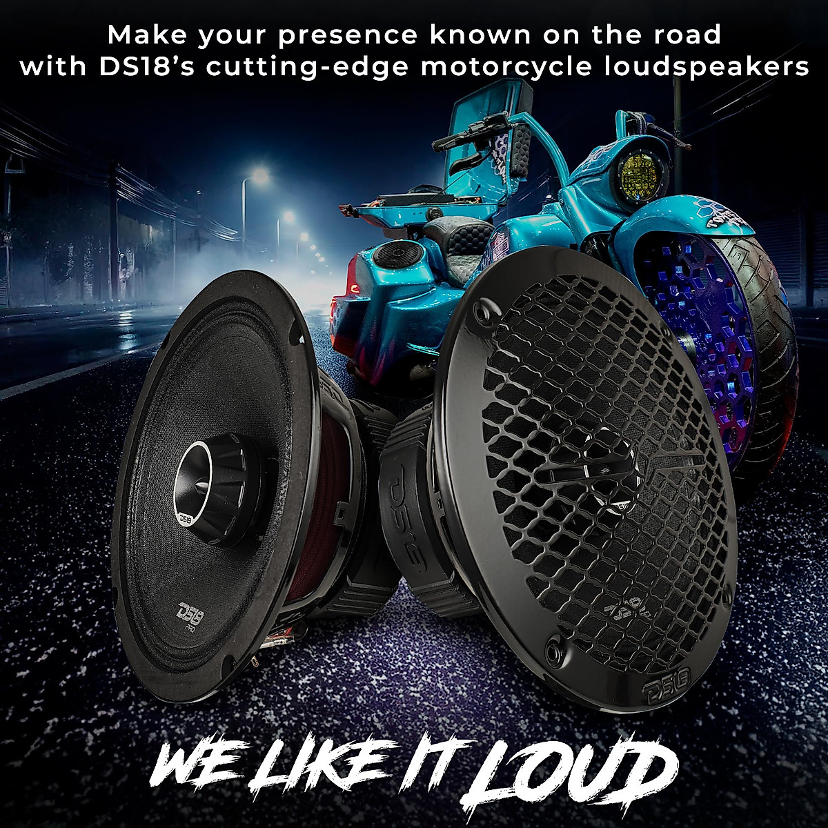 DS18 PRO-ZT Pro Audio Coaxial Midrange Speakers with Built-in Bullet Tweeter, 4-Ohms, Water Resistant - Black Metal Mesh Grill Included (1 Speaker) (8" inches)