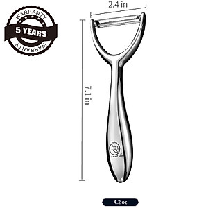 Premium Vegetable Peeler Stainless Steel - Ultra Sharp Blade - Potato Peeler - Vegetable Peelers for Kitchen- Ergonomic Non-Slip Handle Fruit Peeler- Cucumber & Carrot Peeler- 5 Years of Warranty