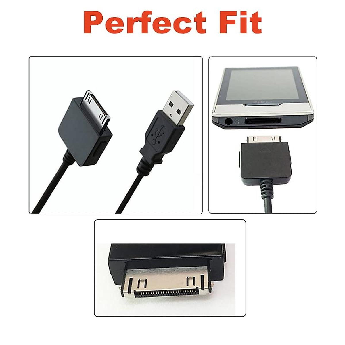 Replacement USB Sync Data Transfer Charging Cable Copper Wire Charger Cord Compatible with Microsoft Zune Zune2 ZuneHD MP3 MP4 Player (3.3ft/Black)