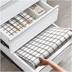 ALIUNI Drawer and Shelf Liner, Non-Slip Kitchen Cabinet Liners Non-Adhesive Thick Strong Grip Waterproof Washable Mats Protect Dresser Shelves Cupboard Bathroom Cabinets, White Stripes, 12 in X 10 FT