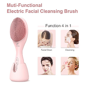 Sonic Face Brush, Sonic Facial Cleansing Brush, Silicone Face Exfoliator Brush Cleanser with Heated Massage and Light Design for Gentle Exfoliating|Massaging|Skin Clean
