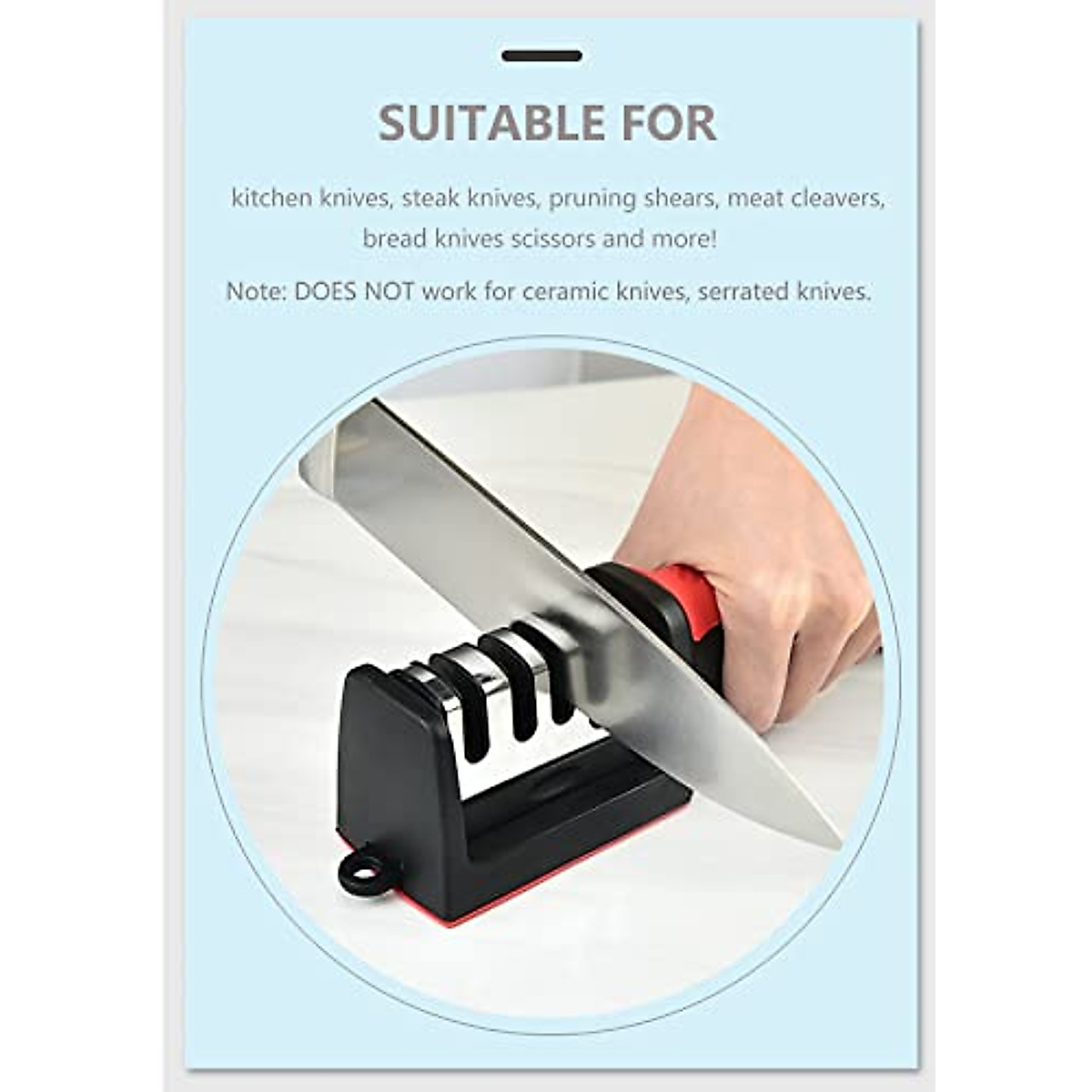 Harcas Knife Sharpener - Professional 2 Stage Sharpening System. Best For Steel Kitchen Knives. White