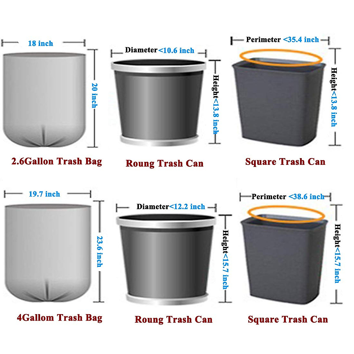 Compostable Trash Bags, 2.6 Gallon Small Disposable Compost Bags 150 Count Garbage Bags Made from PSM Starch-Based for Kitchen Bathroom Bedroom Office Trash Can