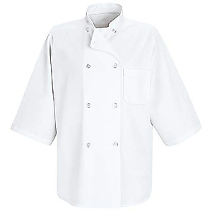 Chef Designs mens 1/2 Sleeve Coat chefs jackets, White, Large Tall US
