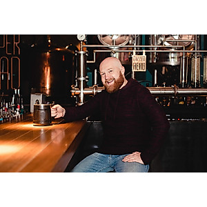 Etno Motif Handmade Wood Mug 20 oz Stainless Steel Cup Carved Natural Beer Stein Old-Fashioned Brown - Wood Carving Beer Mug of Wood Wooden Beer Tankard Capacity: 20oz (600ml) - Great Gift Idea