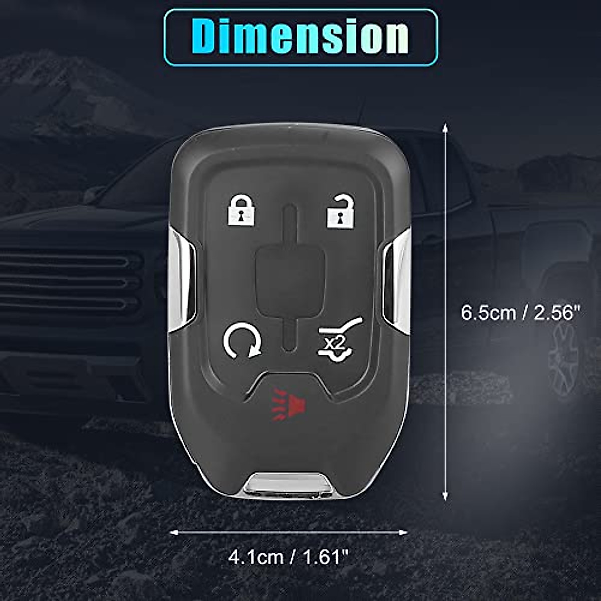 X AUTOHAUX HYQ1AA 315MHzReplacement Keyless Entry Remote Start Smart Car Key Fob for GMC Terrain 2018 2019 2020 2021 2022 13584502 5 Key Button with Door Key