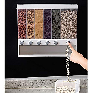 Wall Mounted Dry Food Dispenser - Whole Grains Rice Bucket Rice Storage Tank, Space Saving Containers for Convenient Storage of Rice Nuts Beans Cereals and Free Control of Cereal Output
