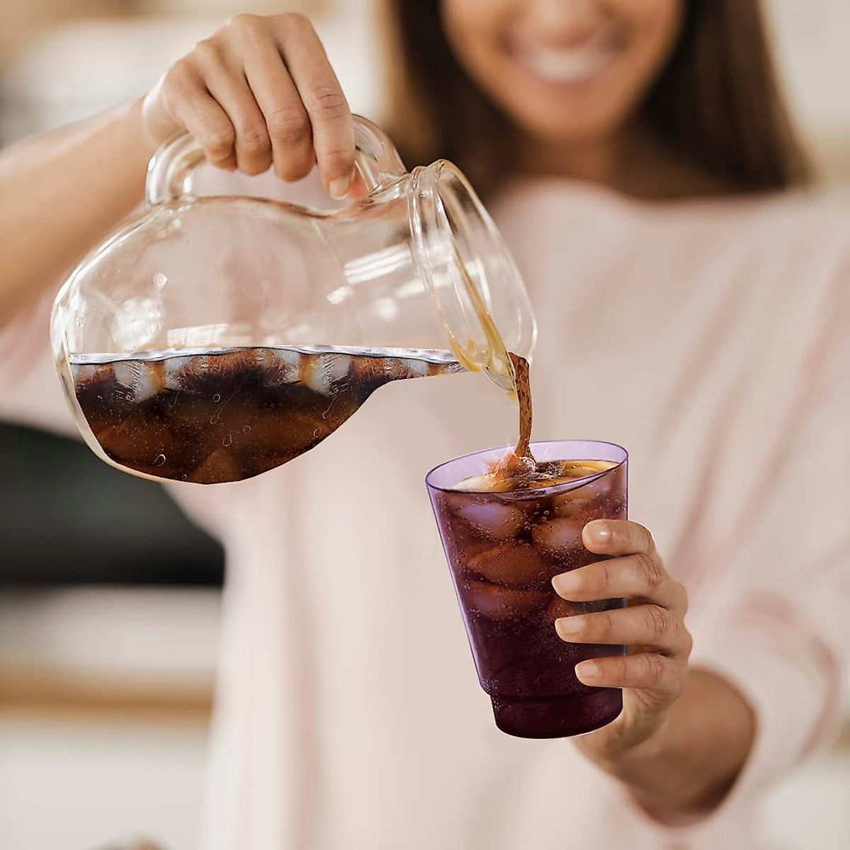 Acrimet Plastic Cup, Reusable, 10oz | 300ml, Tumbler Water, Machine Washable, Stackable Beverage Tumblers, Drinking Cup, Shatterproof, Durable (Purple Color) (Set of 10)